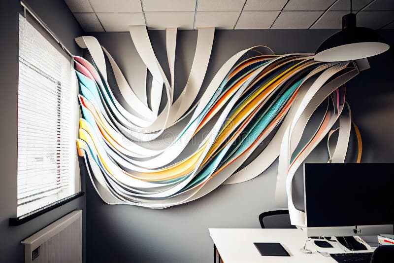Paper Streamer Hung on a Wall in a Modern Office Stock Illustration ...