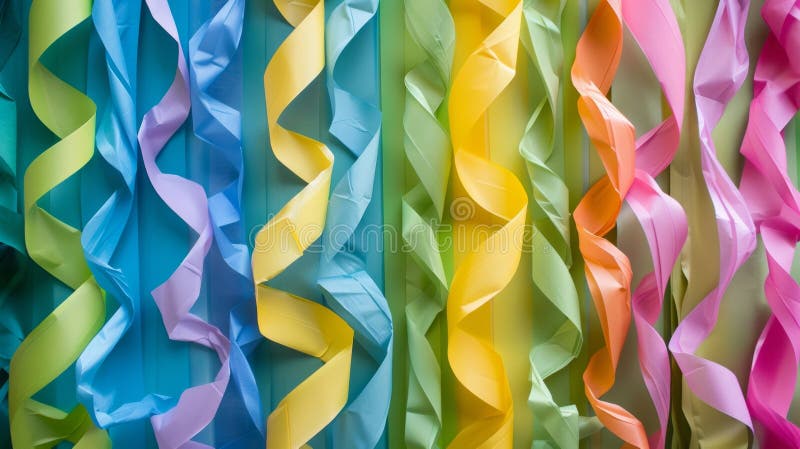 Paper Streamers in Various Lengths and Hues Creating a Captivating ...