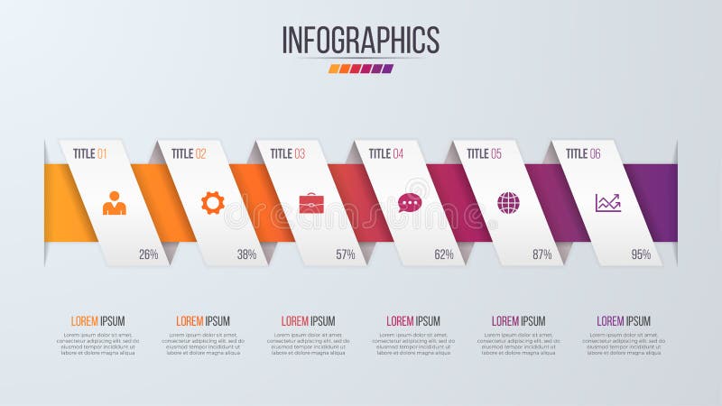 Paper Style Infographic Timeline Design Template with 6 Steps. Stock ...