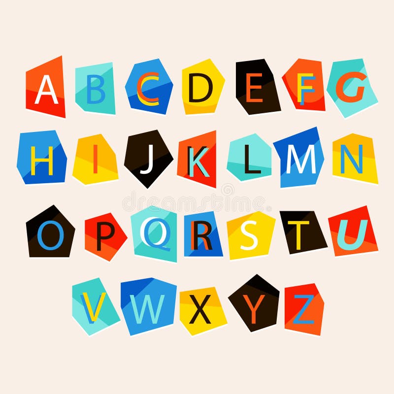 Paper Style Ransom Note Letter Set Vector Illustration. Stock Vector ...