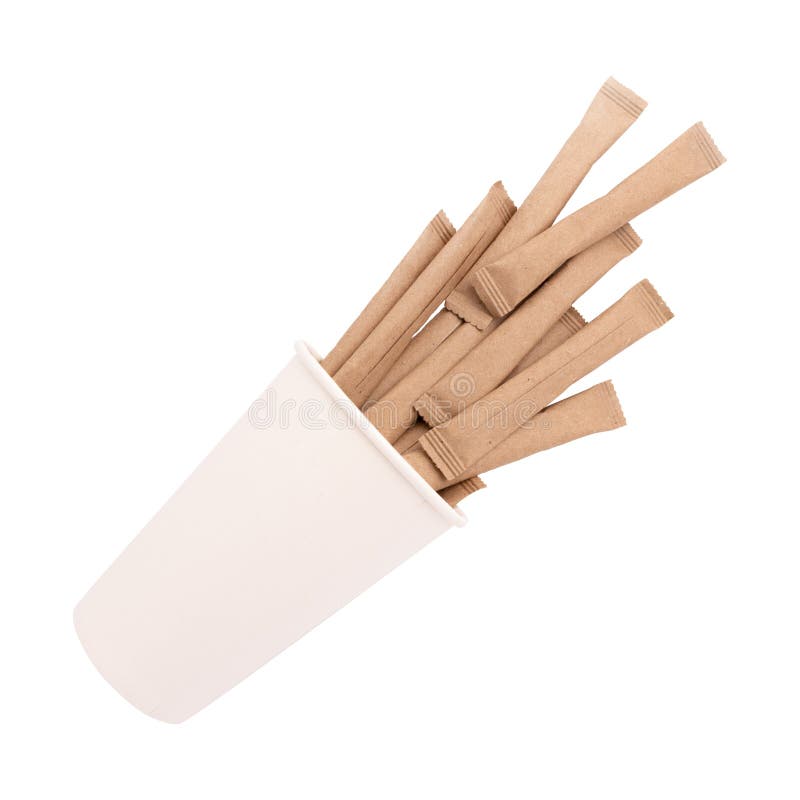 Paper Sugar Sticks on Blue Background, Top View Stock Photo - Image of ...