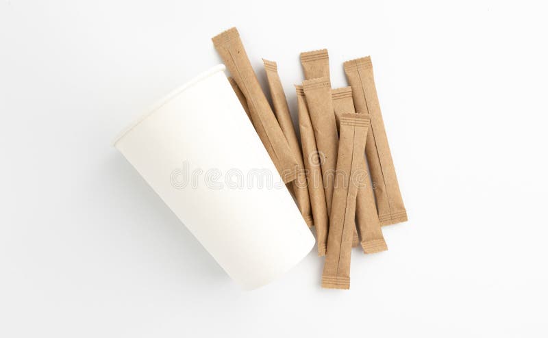 Paper Sugar Sticks Isolated on White Background Stock Photo - Image of ...