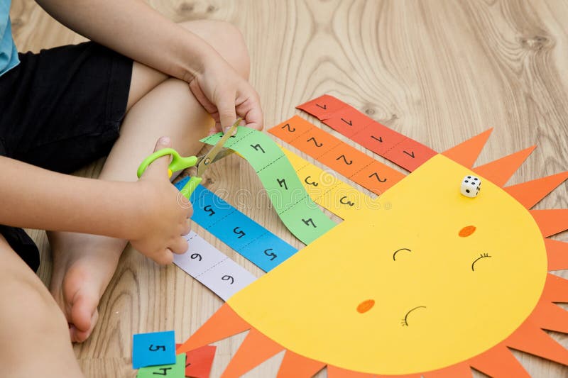 Paper Sun with Numbers from One To Six. Stock Image - Image of task ...