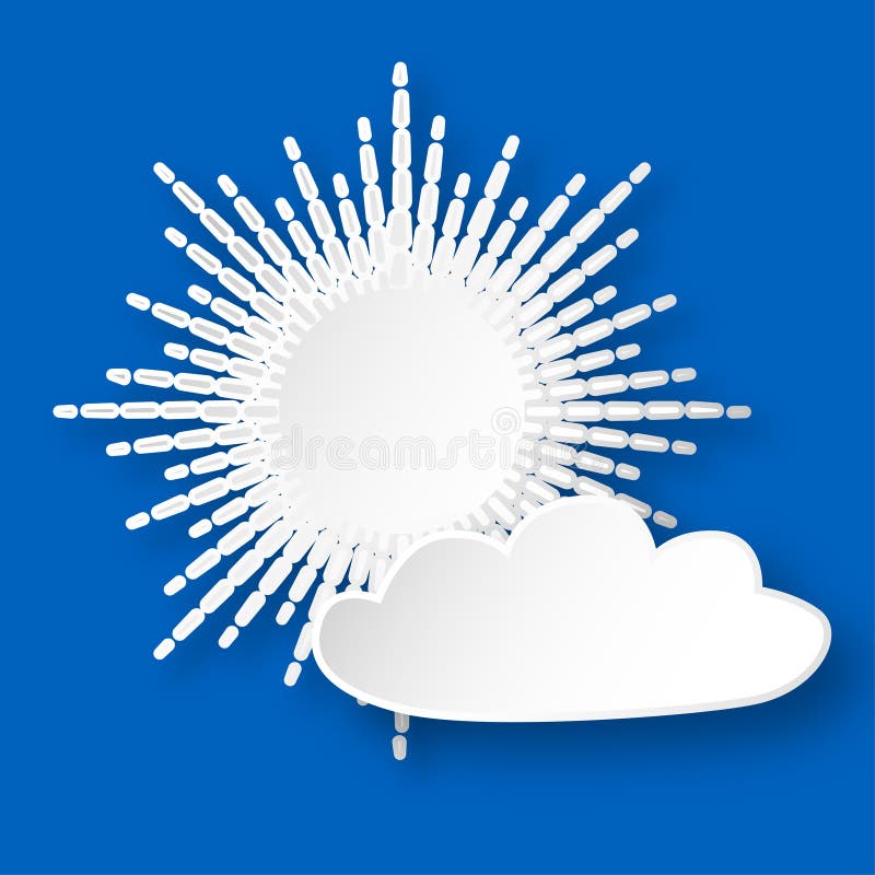 Paper sun on the sky stock vector. Illustration of white - 71225792