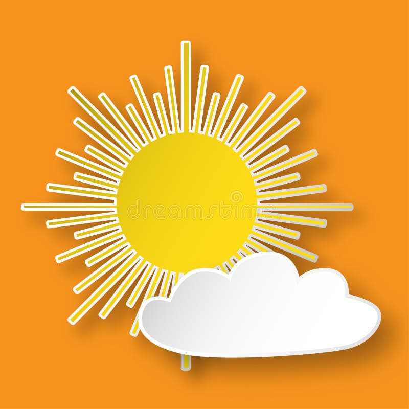 Paper sun on the sky stock vector. Illustration of white - 139028224