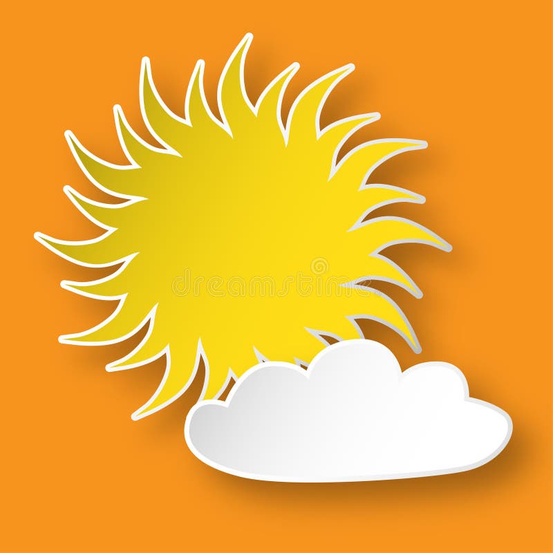 Paper sun on the sky stock vector. Illustration of heat - 85609074