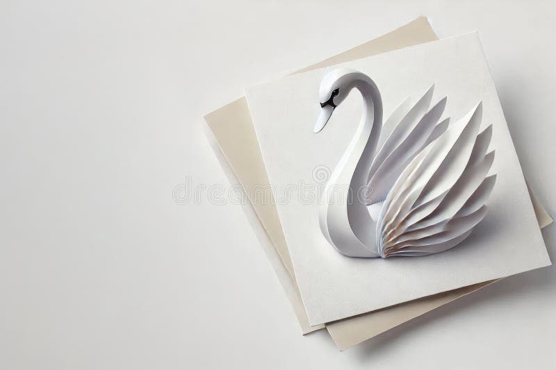 Paper Swan on the Background of Simple Sheets. Space for Text. Stock ...