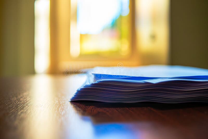 Paper Symphony: White A4 Papers on the Desk Stock Image - Image of ...