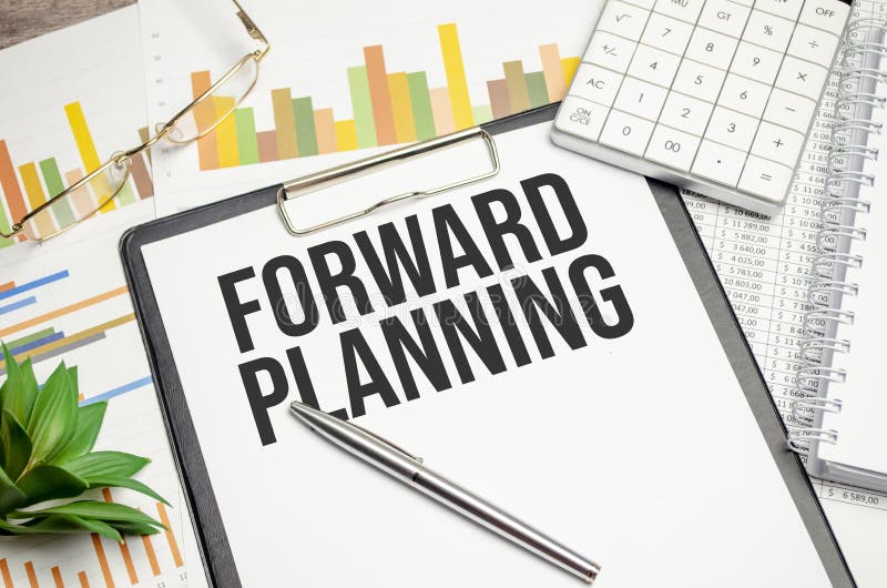 Paper Tablet, Charts, Pen and Forward Planning Words Stock Photo ...