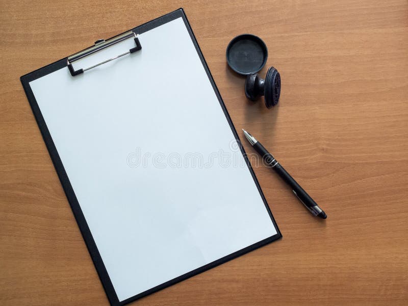 Paper Tablet with Pen and Blank Sheet. Stock Photo - Image of template ...