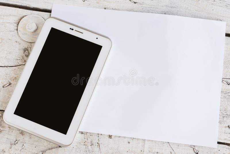 Paper with Tablet Text Frame Stock Photo - Image of label, digital ...