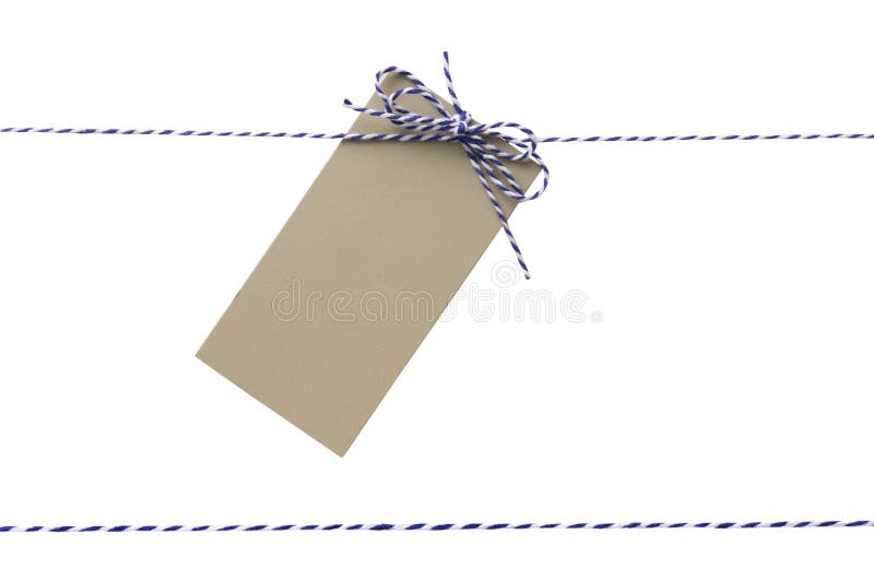 Paper Tag Tied with String Rope Isolated Stock Image - Image of mockup ...