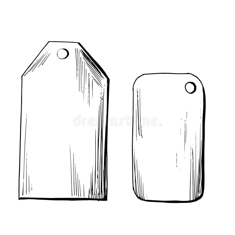 Paper Tags with Holes for Thread, Rectangular Shape, Empty. EPS Hand ...