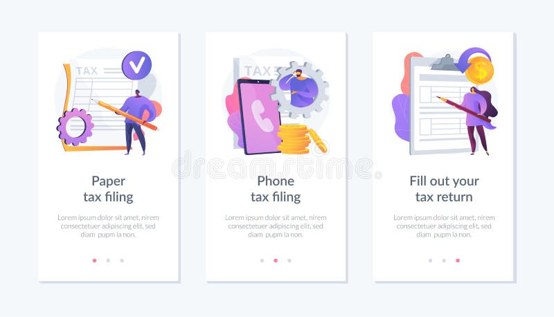 Paper Tax Filing App Interface Template. Stock Vector - Illustration of ...