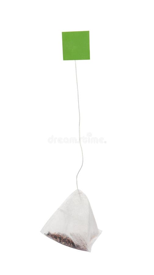 Paper Tea Bag with Tag Isolated on White Stock Image - Image of drink ...