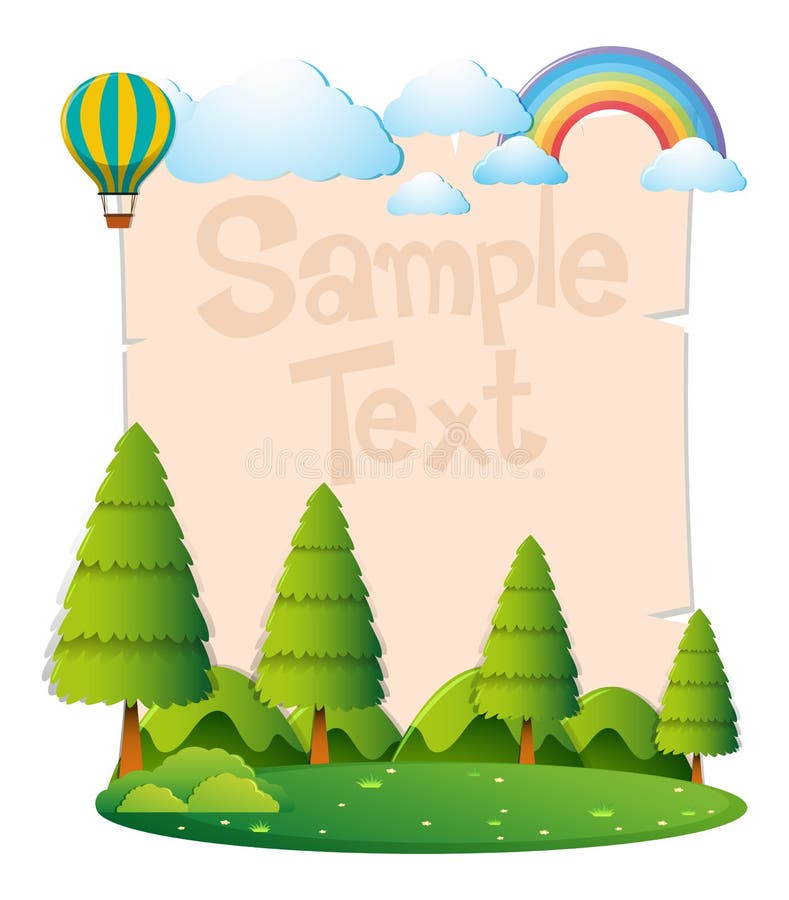 Paper Template with Balloons Flying Over Forest Stock Vector ...