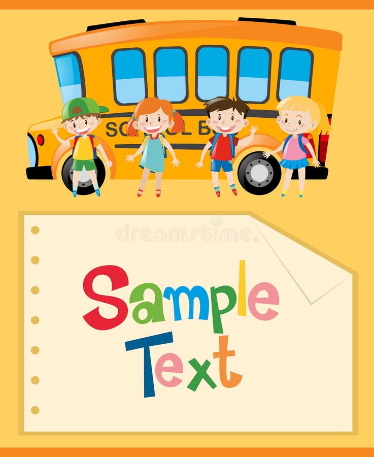 Paper Template with Kids and School Bus Stock Illustration ...