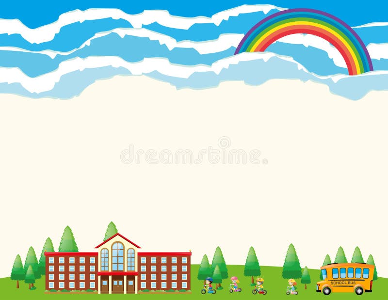 Paper Template with School at Daytime Stock Illustration - Illustration ...