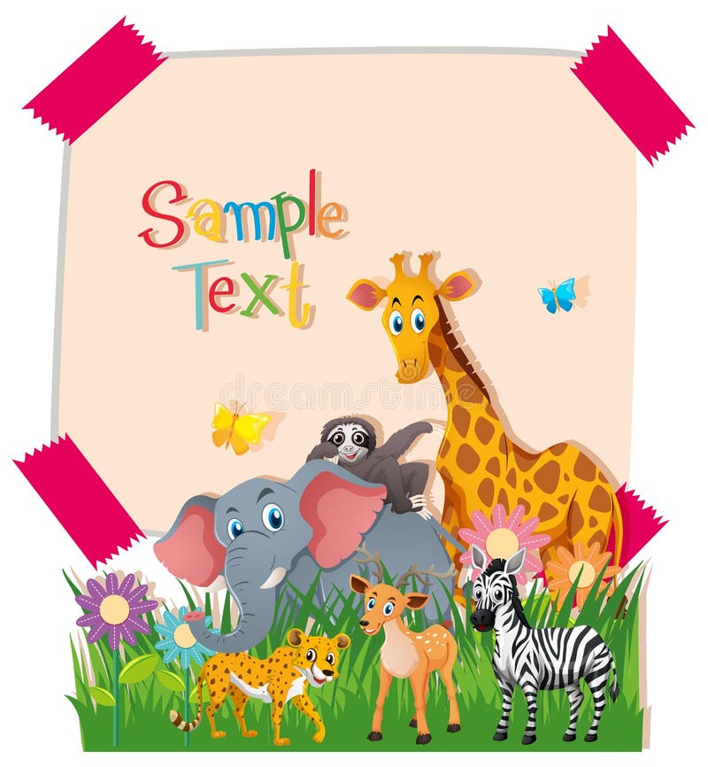 Paper Template with Wild Animals Stock Vector - Illustration of blank ...