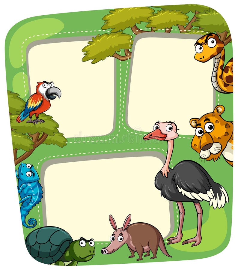 Paper Template with Wild Animals Stock Vector - Illustration of mammal ...