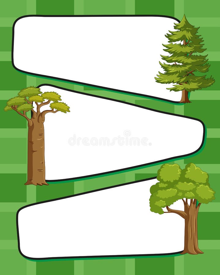 Paper Template Wtih Green Trees Stock Vector - Illustration of banner ...