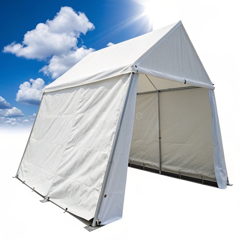 Paper Tent with Blue Sky Background Isolated on White Background Stock ...