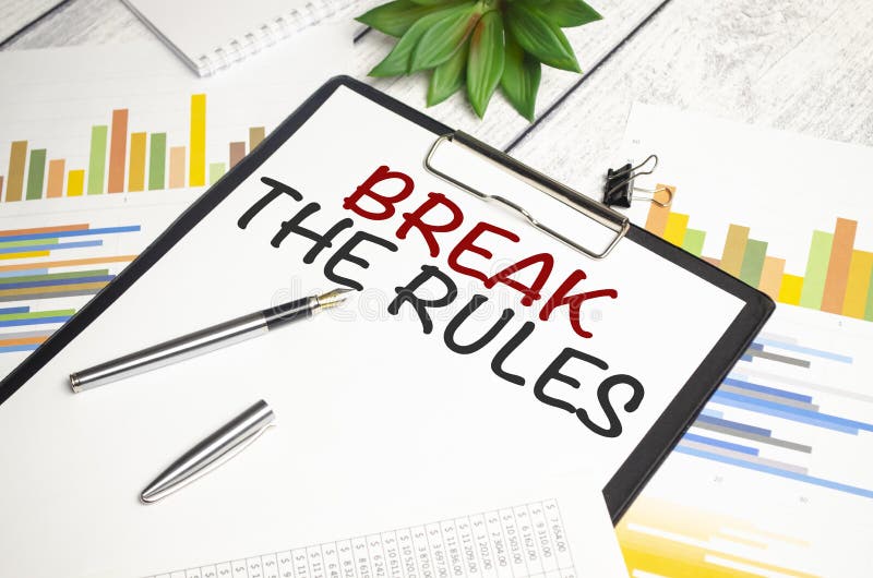 Paper with Text BREAK the RULES on the Table on the Chart Stock Photo ...