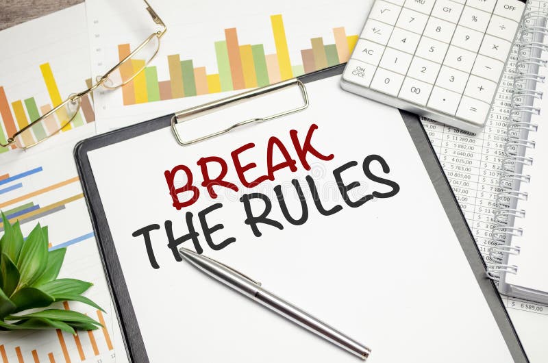Paper with Text BREAK the RULES on the Table on the Chart Stock Image ...