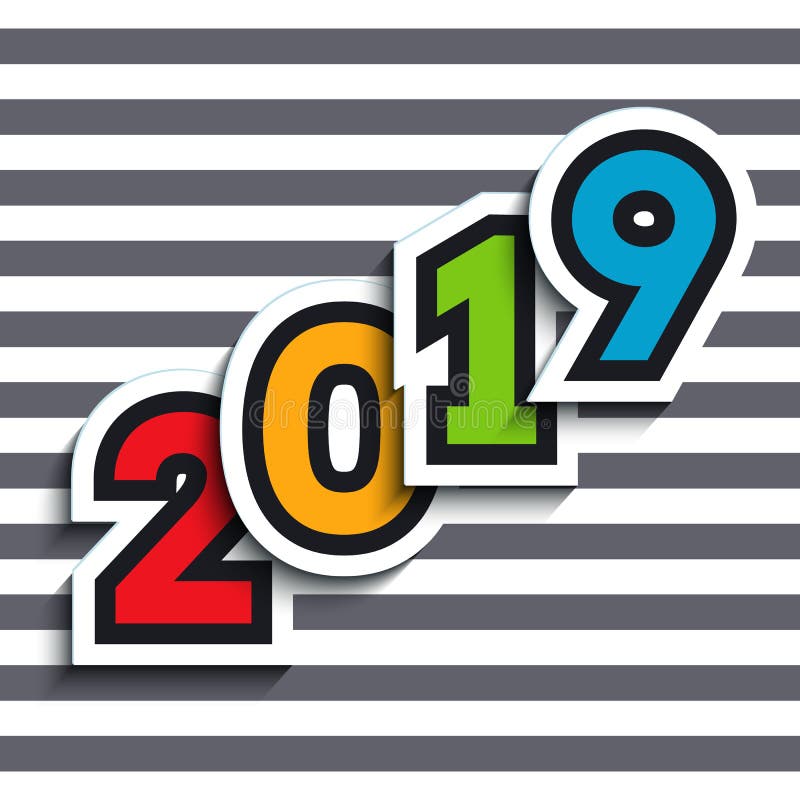 2019 Paper Text Design on Striped Background Stock Vector ...