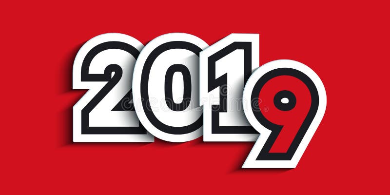 Paper 2019 Text Design with Snowflake Stock Vector - Illustration of ...