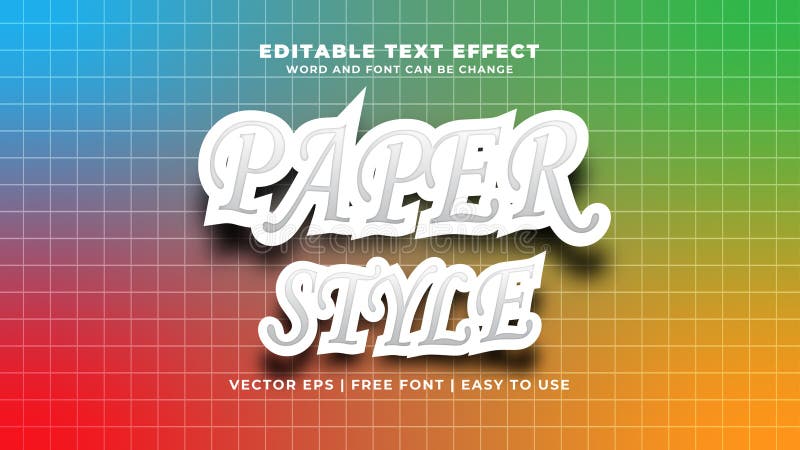 Paper Text Effect Style stock vector. Illustration of editable - 366940826