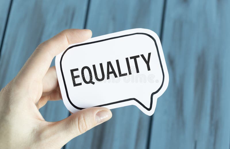 Equality in Hand on the Blue Background Stock Image - Image of people ...