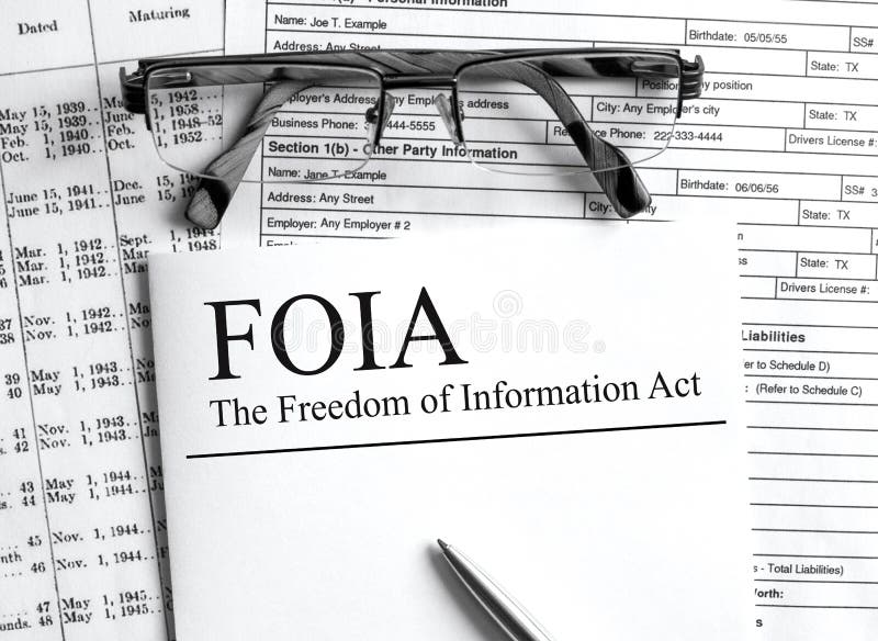 Paper with Text FOIA the Freedom of Information Act on a Table Stock ...