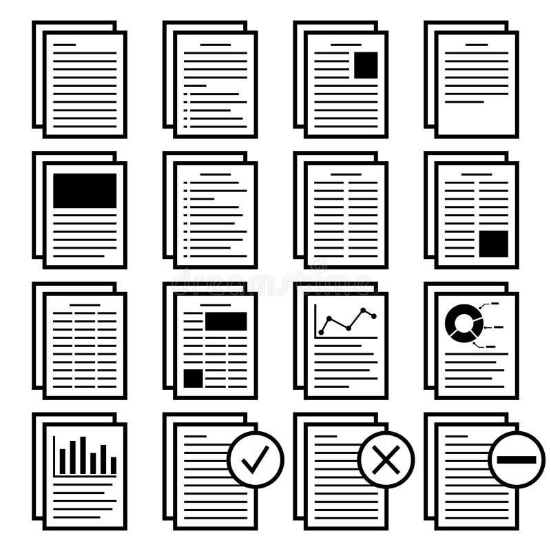 Paper with Text Icon with a Variety of Layout. Vector Illustration ...