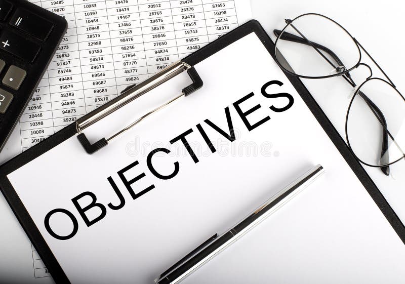 Paper with Text OBJECTIVES on Table on Chart Stock Image - Image of ...