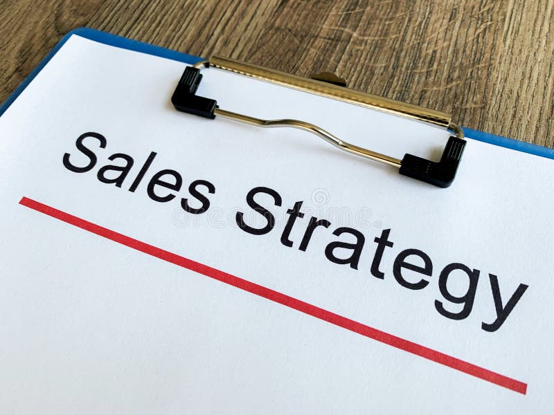 Paper with Text Sales Strategy on Wood Table Stock Image - Image of ...