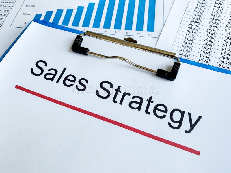 Paper with Text Sales Strategy on Wood Table. Stock Photo - Image of ...