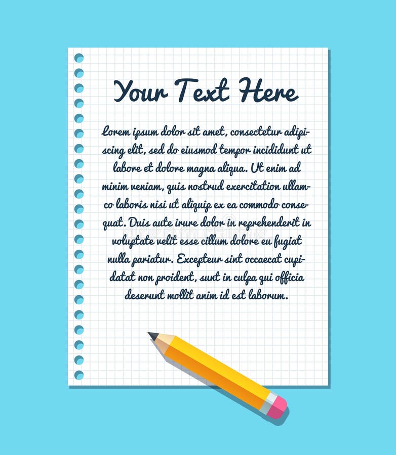 Paper text template stock vector. Illustration of notebook - 57037514