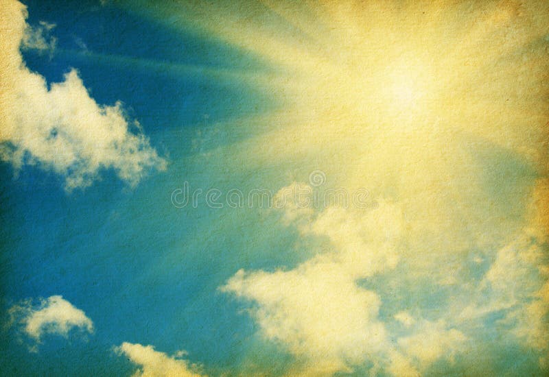 Vintage, Retro Image of Sunny Blue Sky. Stock Image - Image of nostalgy ...