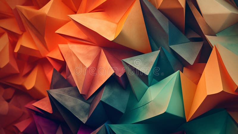 Abstract Background with Colorful Triangles, Stock Illustration ...