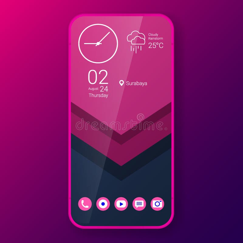 Paper Texture Home Screen Realistic Smartphone User Interface Stock ...