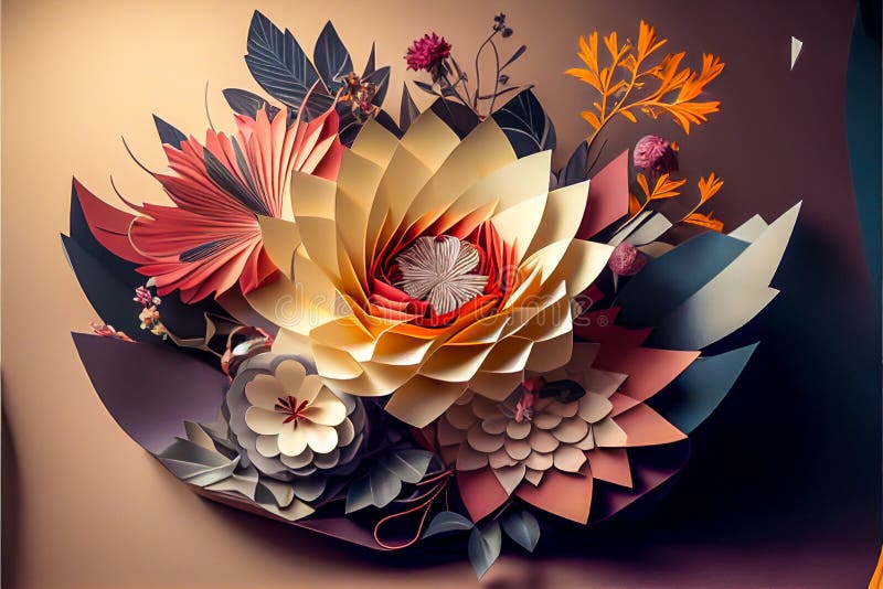 Paper Texture Origami Flowers Stock Illustration - Illustration of ...