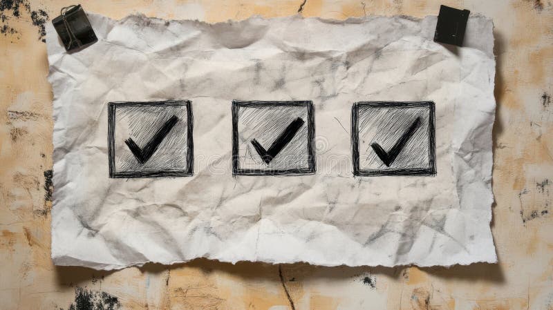 Paper with Three Check Boxes Sketched on Surface Stock Illustration ...