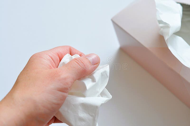 Paper Tissue in Hand Next To Box Stock Photo - Image of writing ...