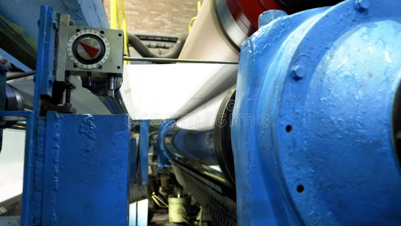 Paper Tissue Moved by Rotating Rollers at Press Section Stock Video ...