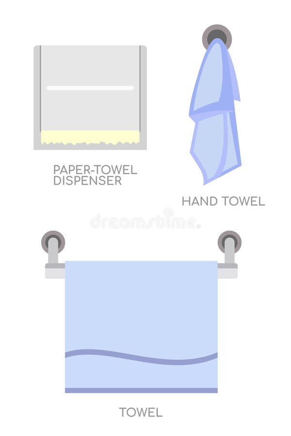 Paper Towel Dispenser Hand Towel and Bath Towel Vector Illustrations ...