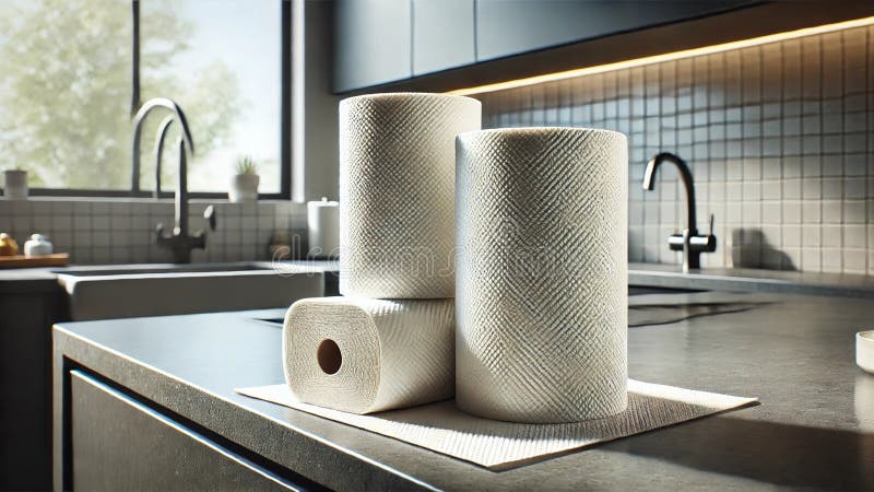 Paper Towels on Modern Kitchen Countertop - Textured Surface and Neat ...