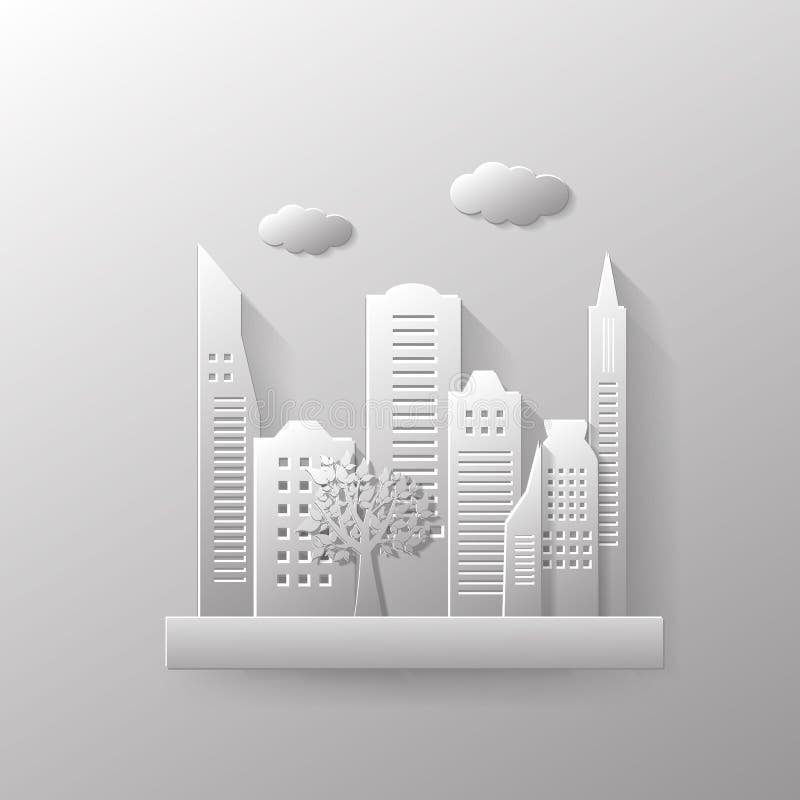Paper Town Concept. White City Vector Illustration Stock Vector ...