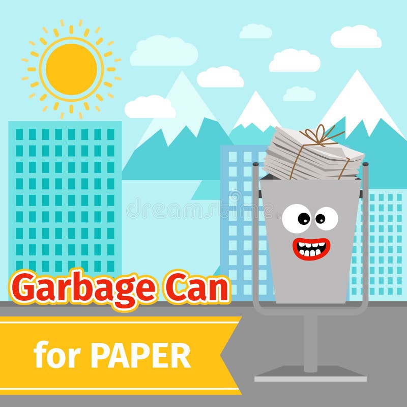 Monster Face Garbage Can with Street Trash Stock Vector - Illustration ...