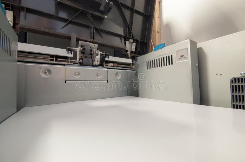 The Inside of a Paper Tray in a Large Industrial Printer. Stock Photo ...